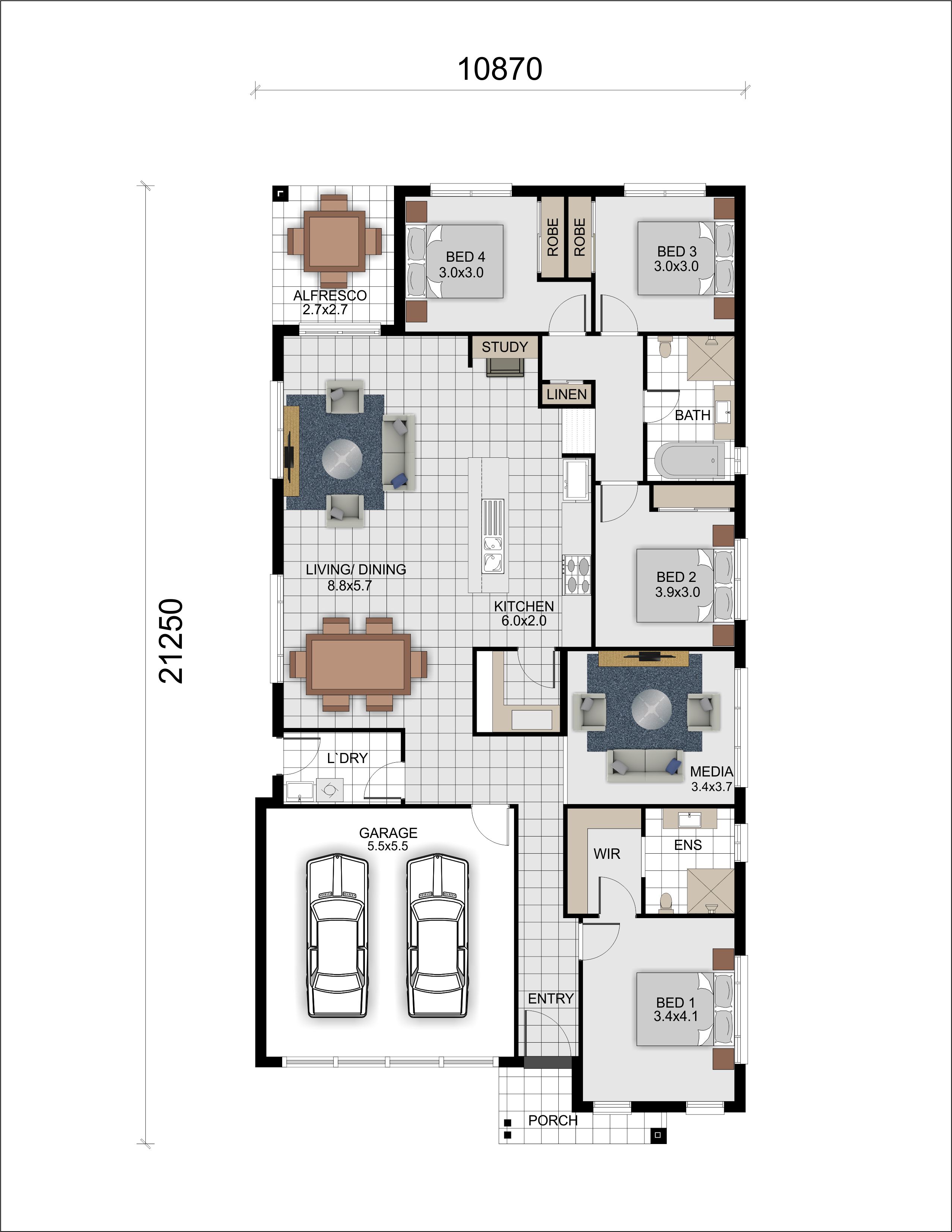 Cambridge | Luxurious Master Bedroom and Double Garage Home Design