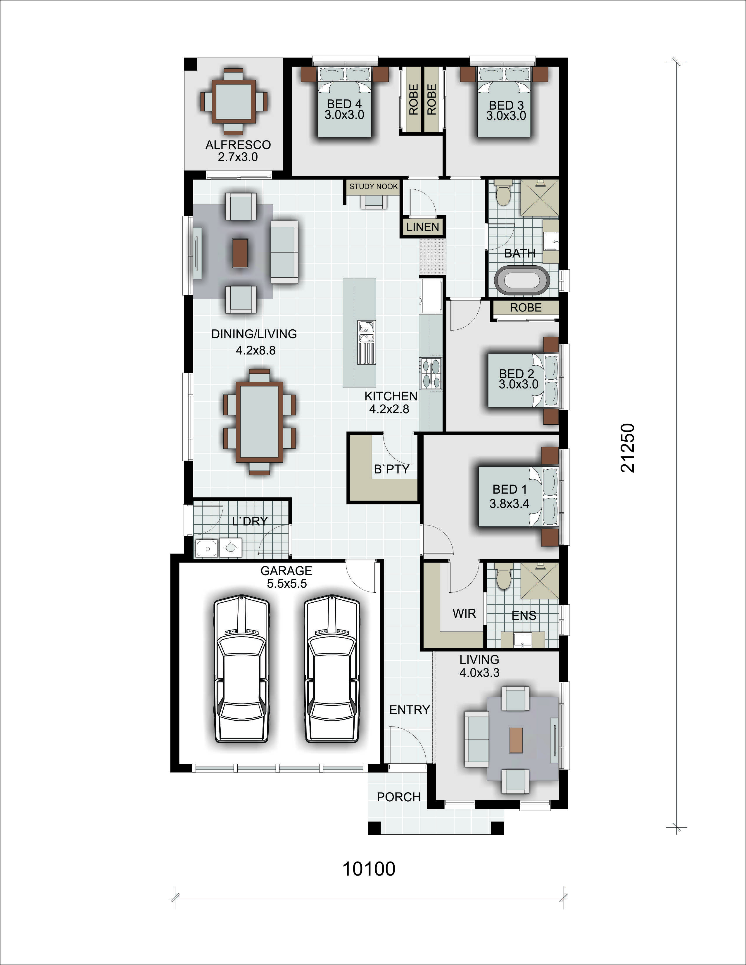 Cambridge | Luxurious Master Bedroom and Double Garage Home Design